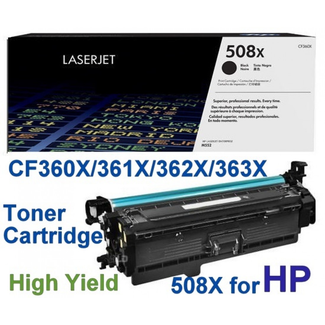HP 508X CF360X CF361X CF362X CF363X toner cartridge
